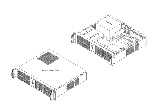 19" Server Gehäuse 2HE / 2U - IPC-C238 - nur 38cm kurz