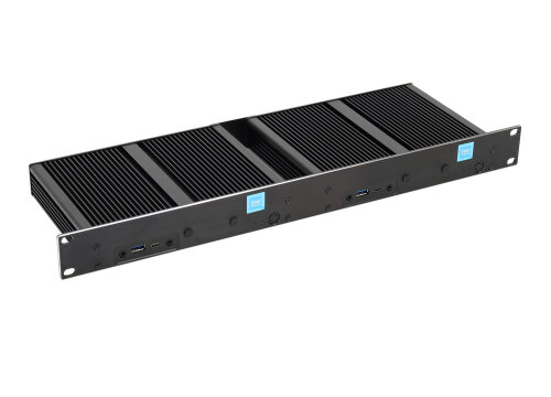 19" Dual Mini IPC System 1HE ultrakurz 'Emu DX2-N200 Fanless' - Quad-